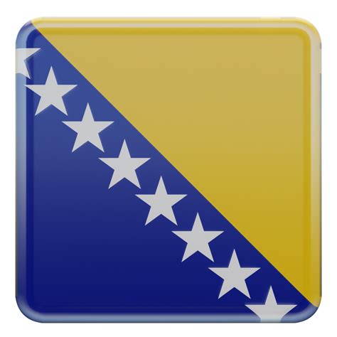 Bósnia E Herzegovina 3d Texturizado Bandeira Quadrada Brilhante