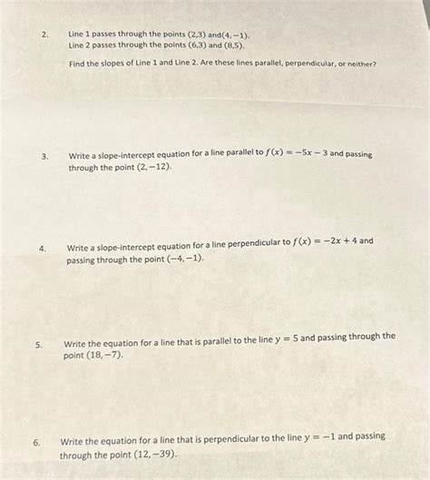 Solved 2 Line 1 Passes Through The Points 2 3 And 4 −1