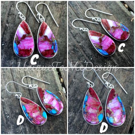 Handmade Sterling Silver Spiny Oyster Turquoise Dangle Earrings Etsy
