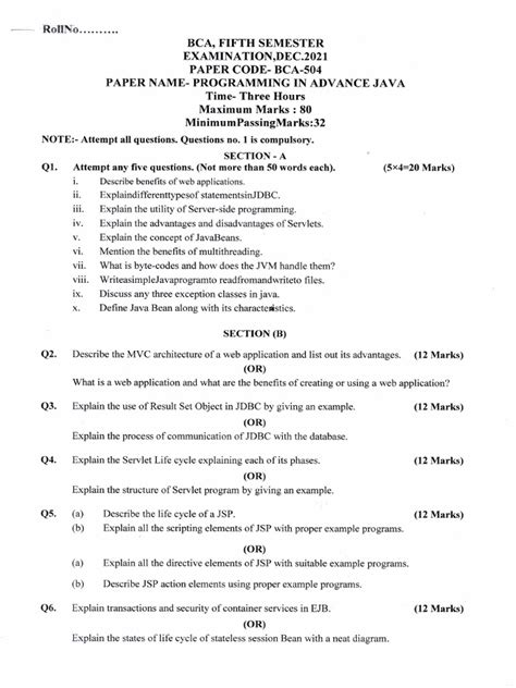 Prod Adv Java Final Sem 80 Marks Pdf Software Development Systems