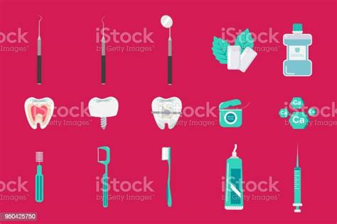 치과 서비스 구강 치과 치아 교정 구강 건강 관리 및 위생 치아 복원 악기 및 도구의 현대 평면 개념 아이콘 세트 건강 진단에 대한 스톡 벡터 아트 및 기타 이미지 Istock