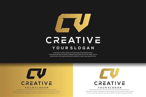 추상 모노그램 초기 편지 Cv 로고 디자인 프리미엄 벡터