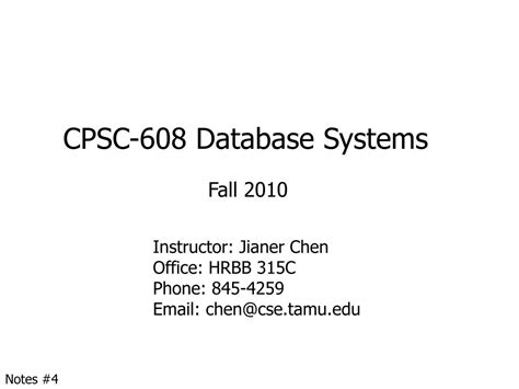Ppt Cpsc 608 Database Systems Powerpoint Presentation Free Download Id235370
