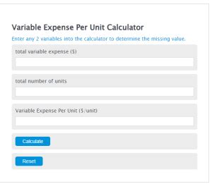 Variable Expense Per Unit Calculator Calculator Academy