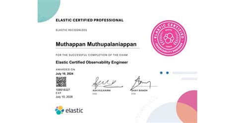 Mr Muthappan M On Linkedin Elastic Certified Observability Engineer