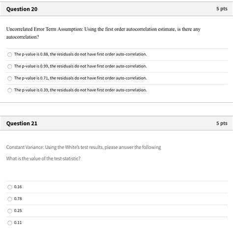 solved regression summary output for residuals at time t