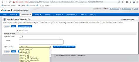 Configure Software Token Profile Powerprotect Appliances Configuring
