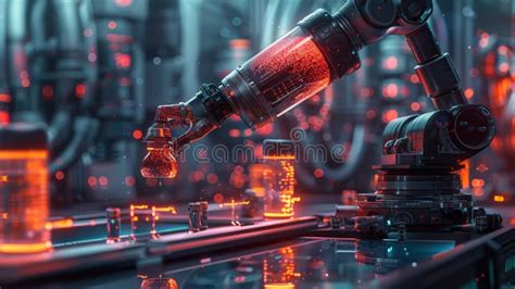The Concept Of Industrial Technologies Using Robotics Automation Of Production Stock Image