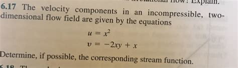 solved the velocity components in an incompressible
