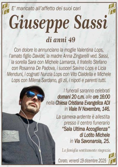 Giuseppe Sassi Necrologi Web