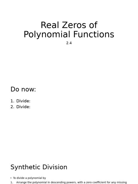 Real Zeros Of Polynomial Functions 24 Pdf Factorization Polynomial
