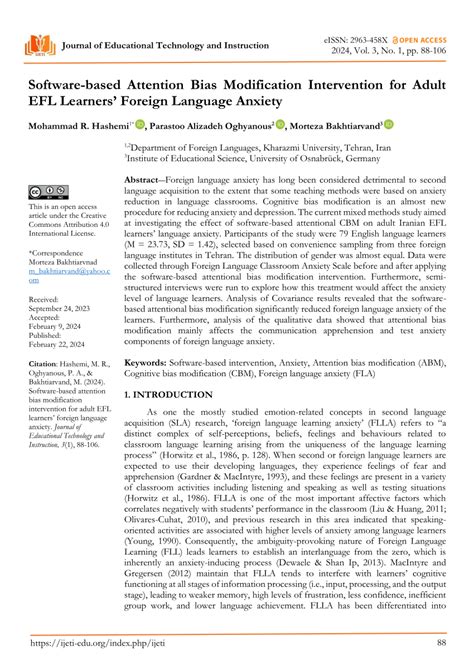 Pdf Software Based Attention Bias Modification Intervention For Adult Efl Learners Foreign