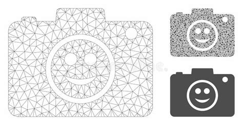 Smile Photo Camera Vector Mesh Wire Frame Model And Triangle Mosaic
