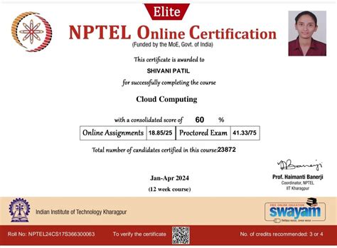 Shivani Patil On Linkedin Cloudcomputing Nptel Swayam