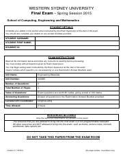 2015 Final Exam Marking Criteria Pdf WESTERN SYDNEY UNIVERSITY Final Exam Spring Session