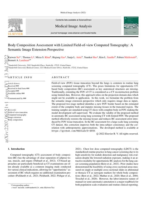 Pdf Body Composition Assessment With Limited Field Of View Computed