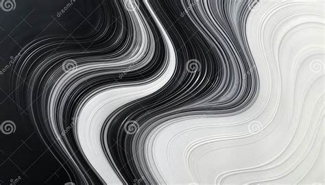 Abstract Monochrome Design With Sinuous Stripes Black White Wave Pattern Creates Visual