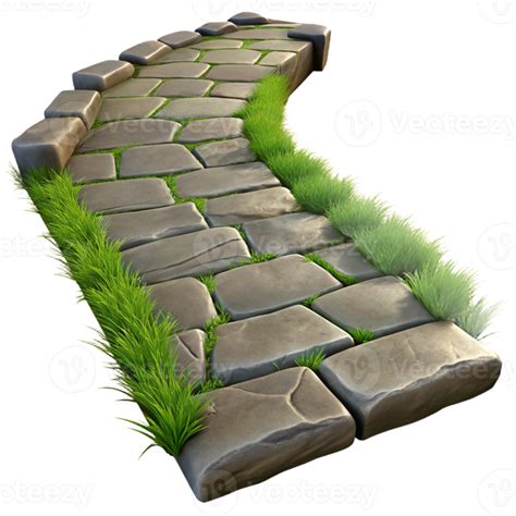 Stunning Rustic Stone Pathway Isolated With Grass Professional 57718936 Png