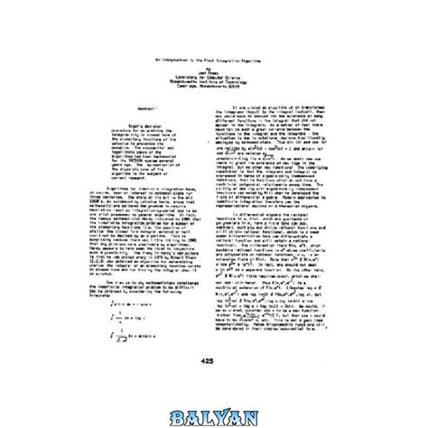 دانلود کتاب Introduction To The Risch Algorithm بلیان