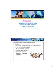 Chapter Break Even Point And CVP Analysis For Babes Part Pdf Chapter BREAK EVEN POINT