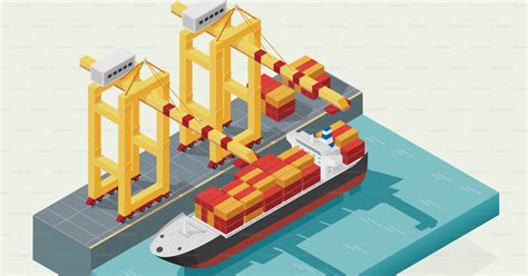 아이소메트릭 화물 물류 및 운송 컨테이너선은 해운 야드에서 크레인 수입 수출 운송 산업을 작업합니다 일러스트레이션 벡터 벡터 Unsplash의 항구 이미지