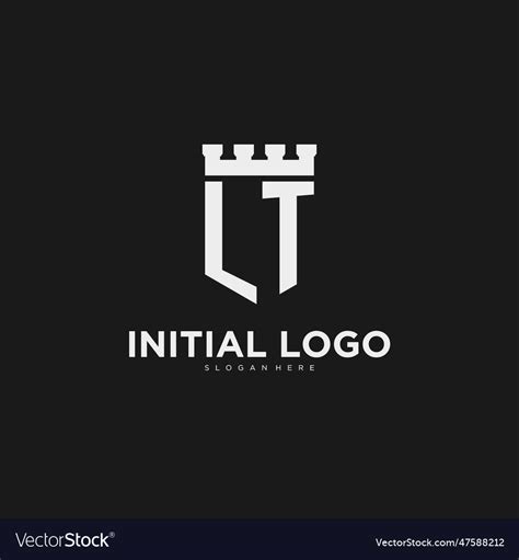 Initials Lt Logo Monogram With Shield Royalty Free Vector
