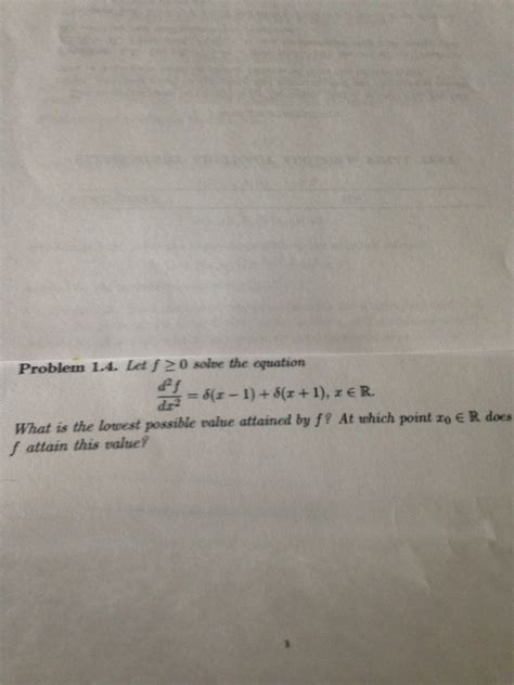 Solved Problem 1 4 Let F 2 0 Solve The Equation Chegg Com