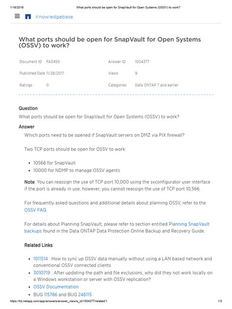 What Ports Should Be Open For Snapvault For Open Systems Ossv To Work Pdf Transmission