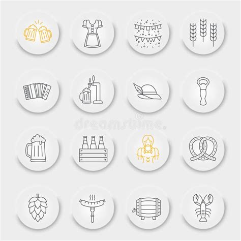 Oktoberfest Line Icon Set Stock Vector Illustration Of Icon 268939313
