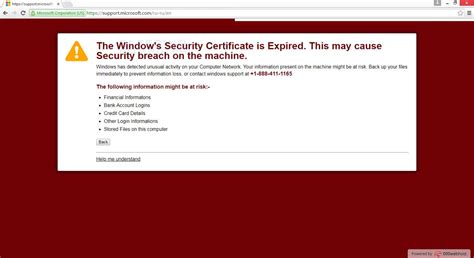 Remove The The Window S Security Certificate Is Expired Tech Support Scam