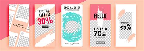 소셜 네트워크 이야기 벡터 일러스트 레이 션에 대 한 최신 유행 편집 템플릿 소셜 미디어에 대 한 디자인 배경입니다 자동 포스트 프로덕션 필터에 대한 스톡 벡터 아트 및