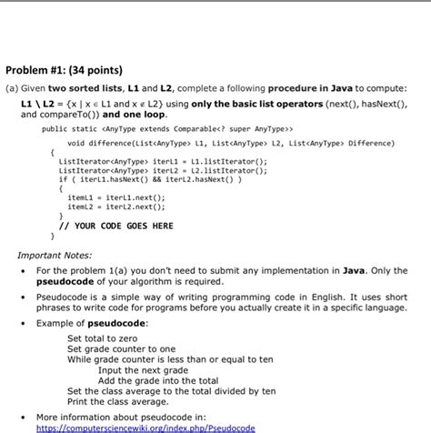Solved Problem 1 34 Points A Given Two Sorted Lists