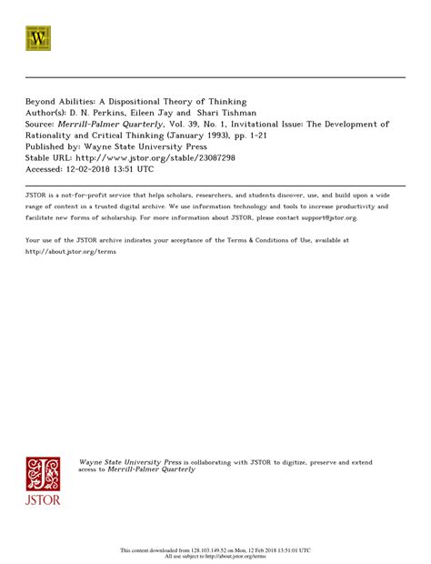Pdf Beyond Abilities A Dispositional Theory Of Thinking