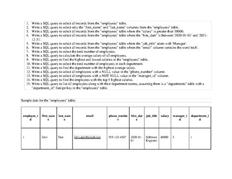 Write A Sql Query To Select All Records From The 1 Write A Sql Query