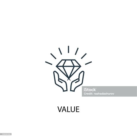 값 개념 선 아이콘입니다 간단한 요소 그림입니다 가치 개념 개요 기호 디자인입니다 웹 및 모바일 Uiux에 사용할 수 있습니다 시력에 대한 스톡 벡터 아트 및 기타 이미지