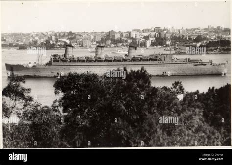 The Rms Queen Mary A British Troopship Is Pictured In Sydney During