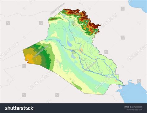 High Detailed Vector Iraq Physical Map Stock Vector Royalty Free