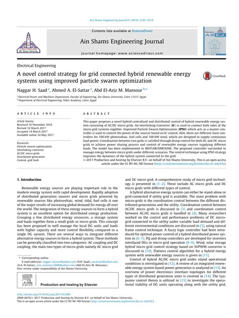 Pdf A Novel Control Strategy For Grid Connected Hybrid Renewable