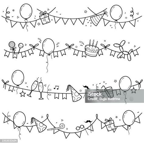 생일과 파티를 위한 화환 세트 초대장 축하 및 휴일을 위한 프레임 갈란드 장식품에 대한 스톡 벡터 아트 및 기타 이미지 갈란드 장식품 공휴일 귀여운 Istock