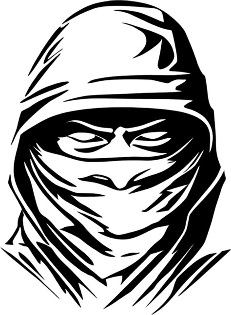 Ninja Face Black Stencil Iconic Design For Mysterious Projects Ai Generated 47073241 Png