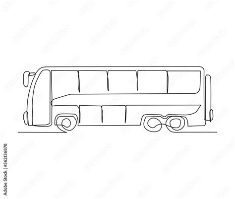 Continuous One Line Drawing Of Tourist Bus Simple Travel Bus Line Art Vector Illustration