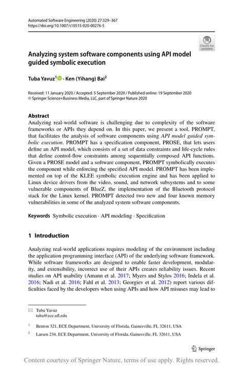 Analyzing System Software Components Using Api Model Guided Symbolic
