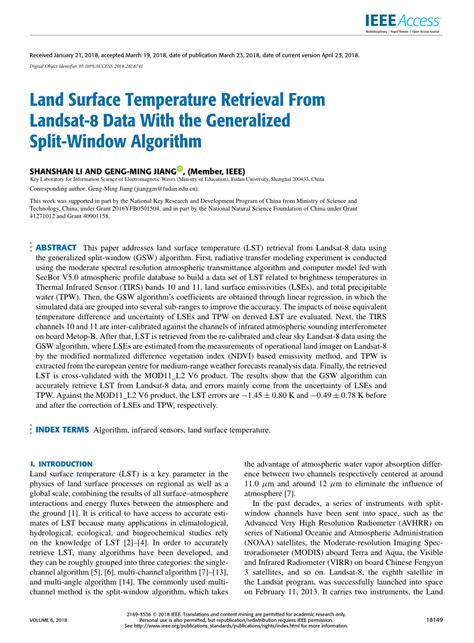 Pdf Land Surface Temperature Retrieval From Landsat 8 Data