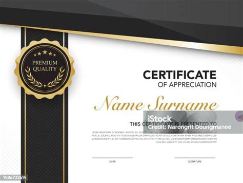 디플로마 인증서 템플릿 블랙과 골드 색상은 고급스럽고 현대적인 스타일의 벡터 이미지 프리미엄 벡터입니다 0명에 대한 스톡 벡터 아트 및 기타 이미지 Istock