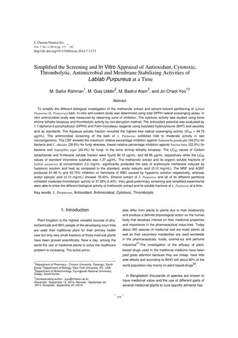 Pdf Simplified The Screening And In Vitro Appraisal Of Antioxidant