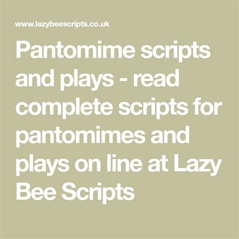 Pantomime Scripts And Plays Read Complete Scripts For Pantomimes And Plays On Line At Lazy Bee