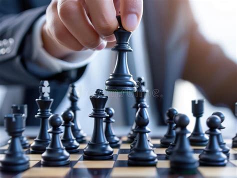 Close Up View Of A Hand Moving A Chess Piece On A Chessboard Stock Illustration Illustration