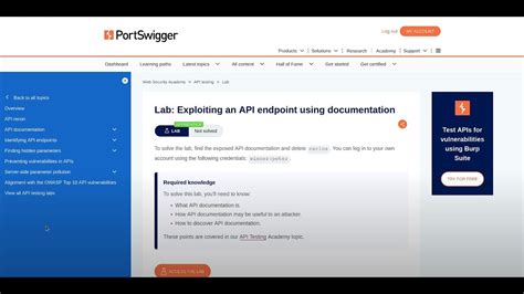 Portswigger Exploiting An Api Endpoint Using Documentation Youtube