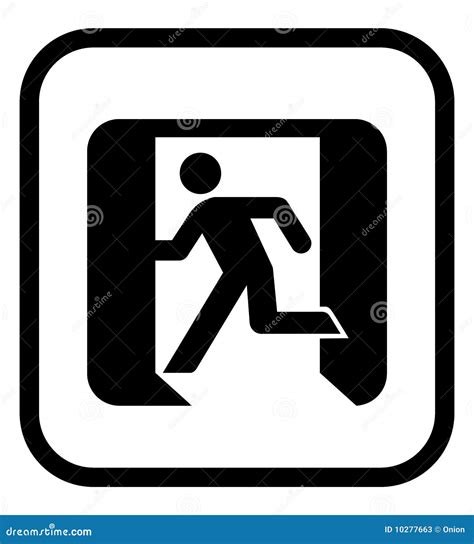 Emergency Exit Sign Of Fire Exit Icon For Safety Escape Black Door And Human On White