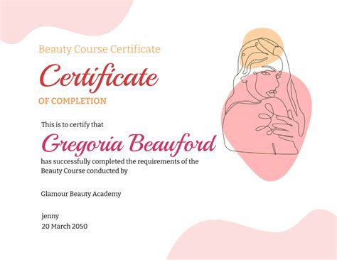 Free Beauty Course Certificate Template To Edit Online